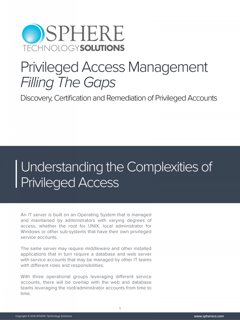 Privileged Access Management: Filling The Gaps - SPHERE